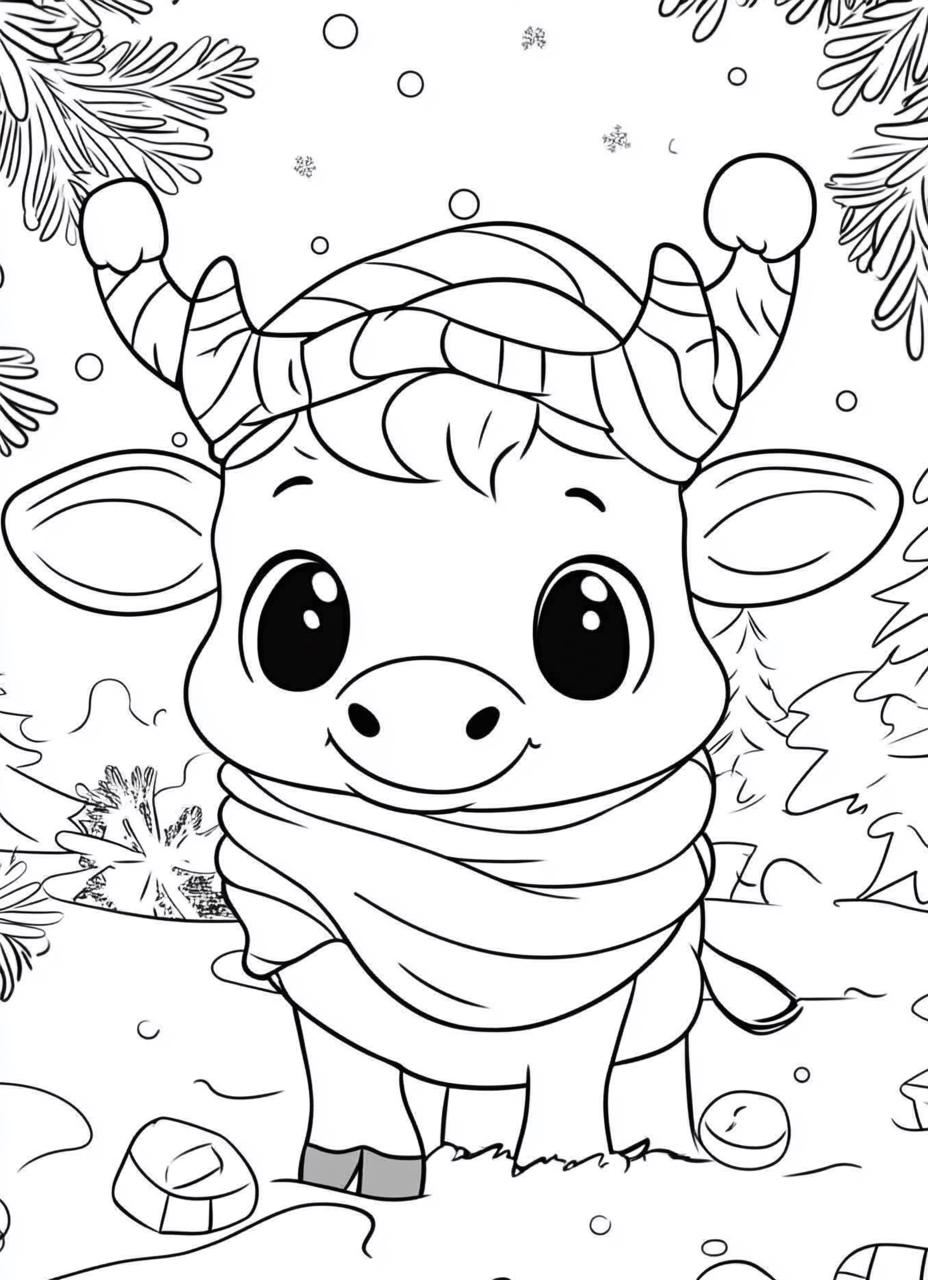 100 Cute Cow Christmas Coloring Pages Adults and Kids Coloring Pages ...