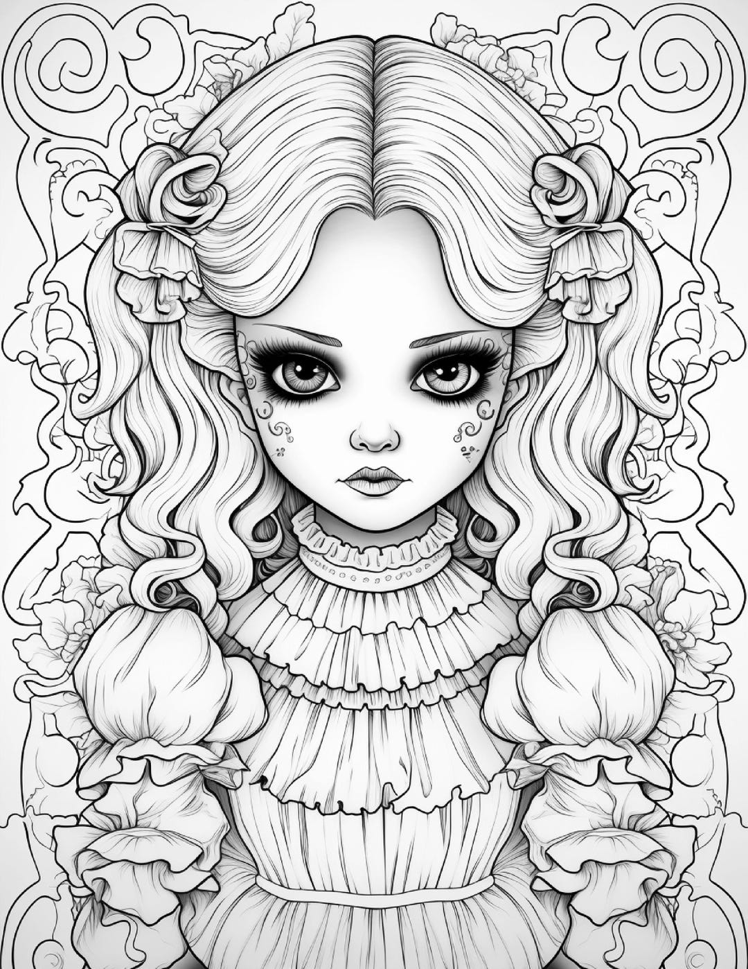 Best Seller 250 Creepy Dolls Halloween Coloring Pages Adult Coloring ...