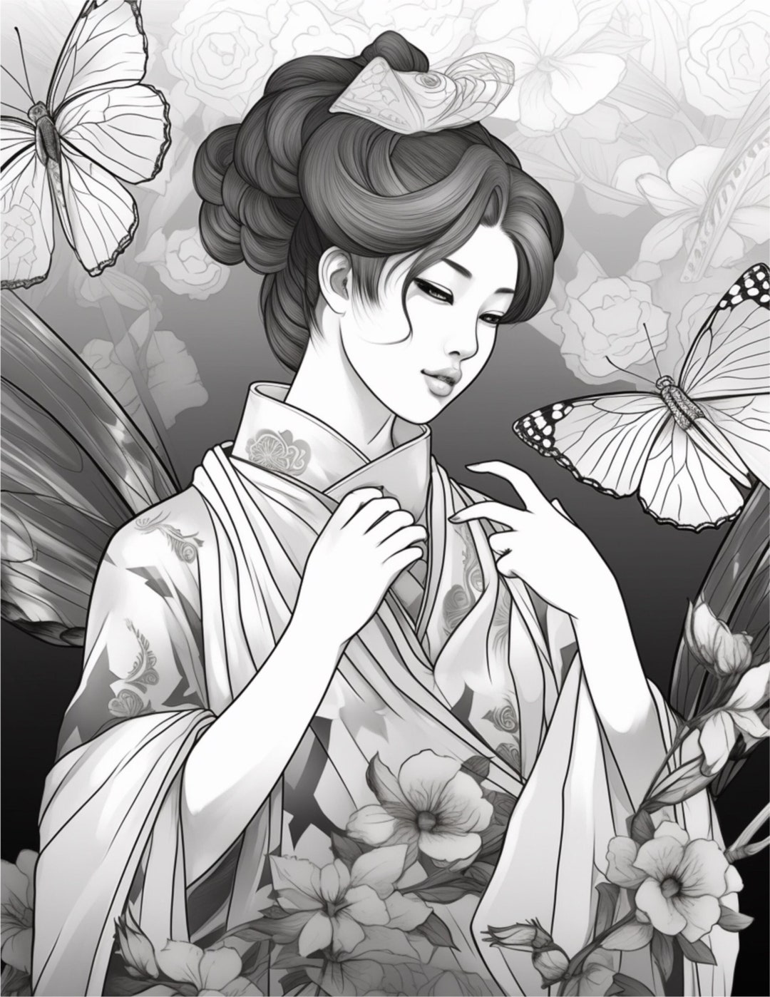 10 Japanese Geisha Coloring Book Pages Adult and Kid Coloring Pages ...