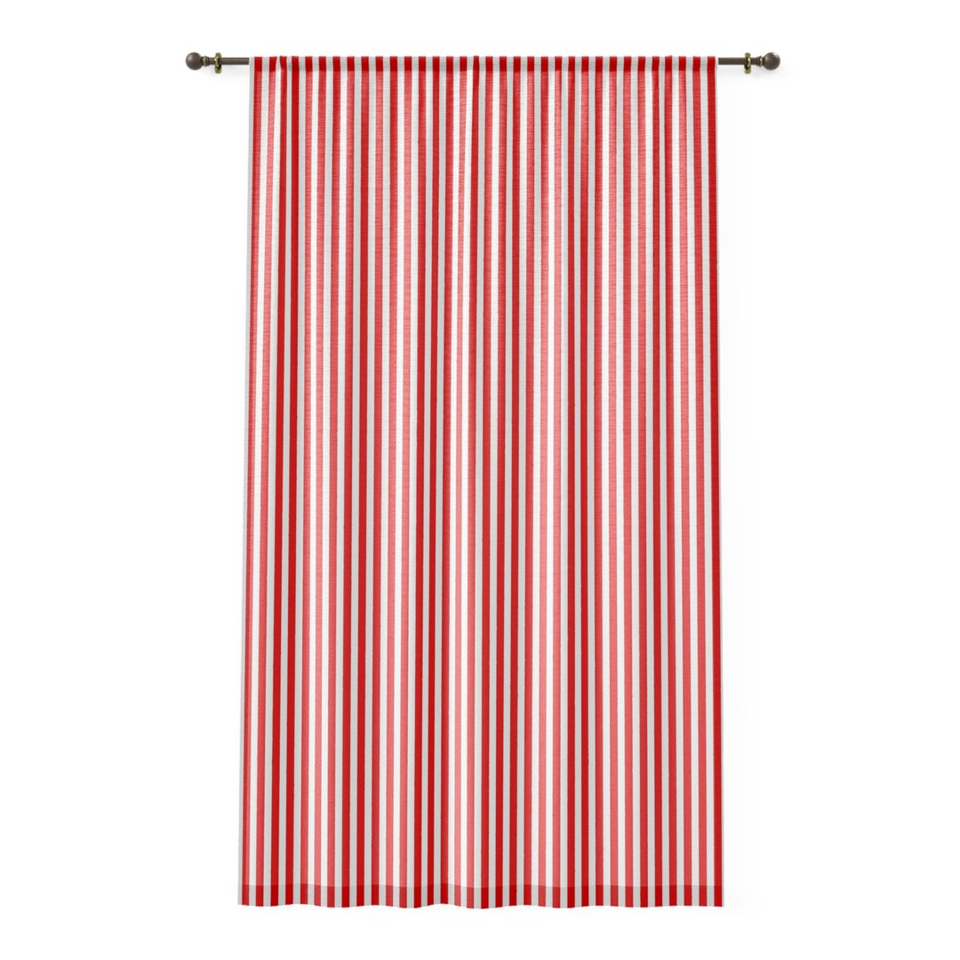Red Stripes Window Curtain Sheer Window Curtain 5084 Inches - Etsy