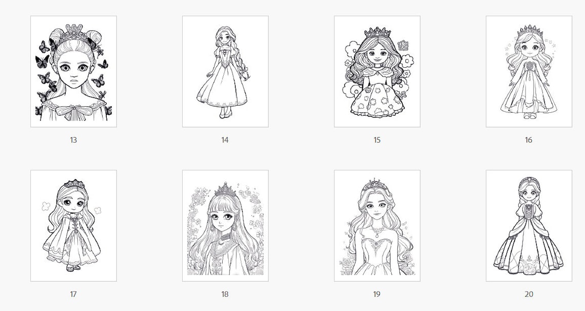 Best Seller 50 Cute Princess Coloring Book for Kids and Adults ...