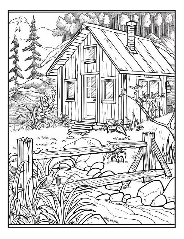 200 Beautiful Cabin Coloring Pages - Printable Digital Instant Download ...