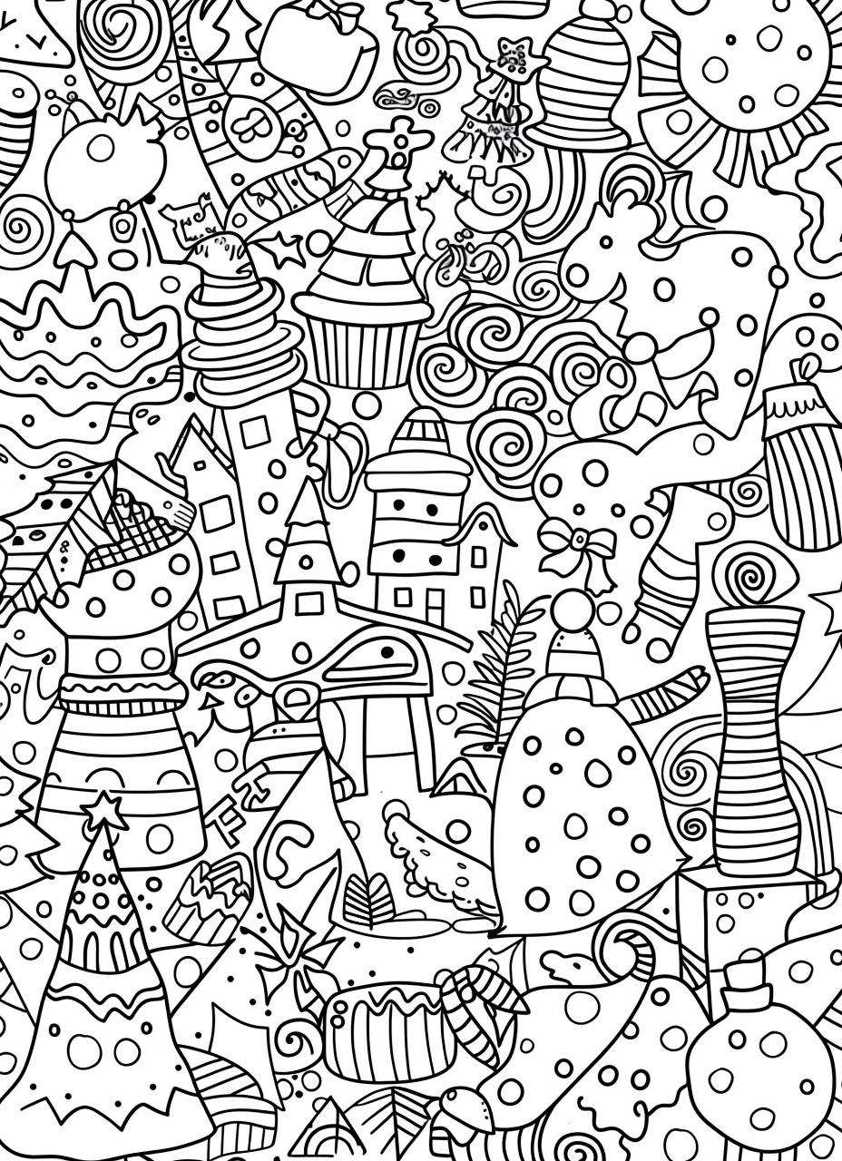 48 Christmas Doodles Coloring Pages - Adult and Kid Coloring Pages ...