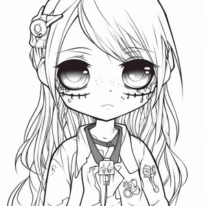 100 Cute Horror Chibi Coloring Pages Printable Digital PDF for Kids ...