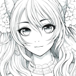 Anime Girls 100 Coloring Pages for Adults and Kids Coloring Pages ...