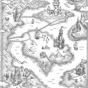 Best Seller 150 Fantasy Map Coloring Pages for Adults Printable Digital ...