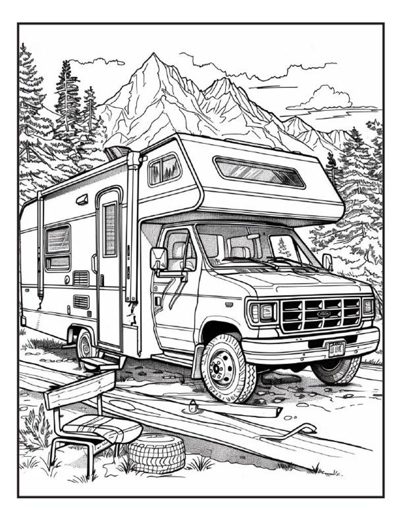 240 RV Road Trip Coloring Pages - Printable Digital Instant Download ...
