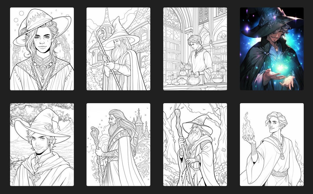 Best Seller 50 Wizards Coloring Pages for Kids and Adults Printable ...