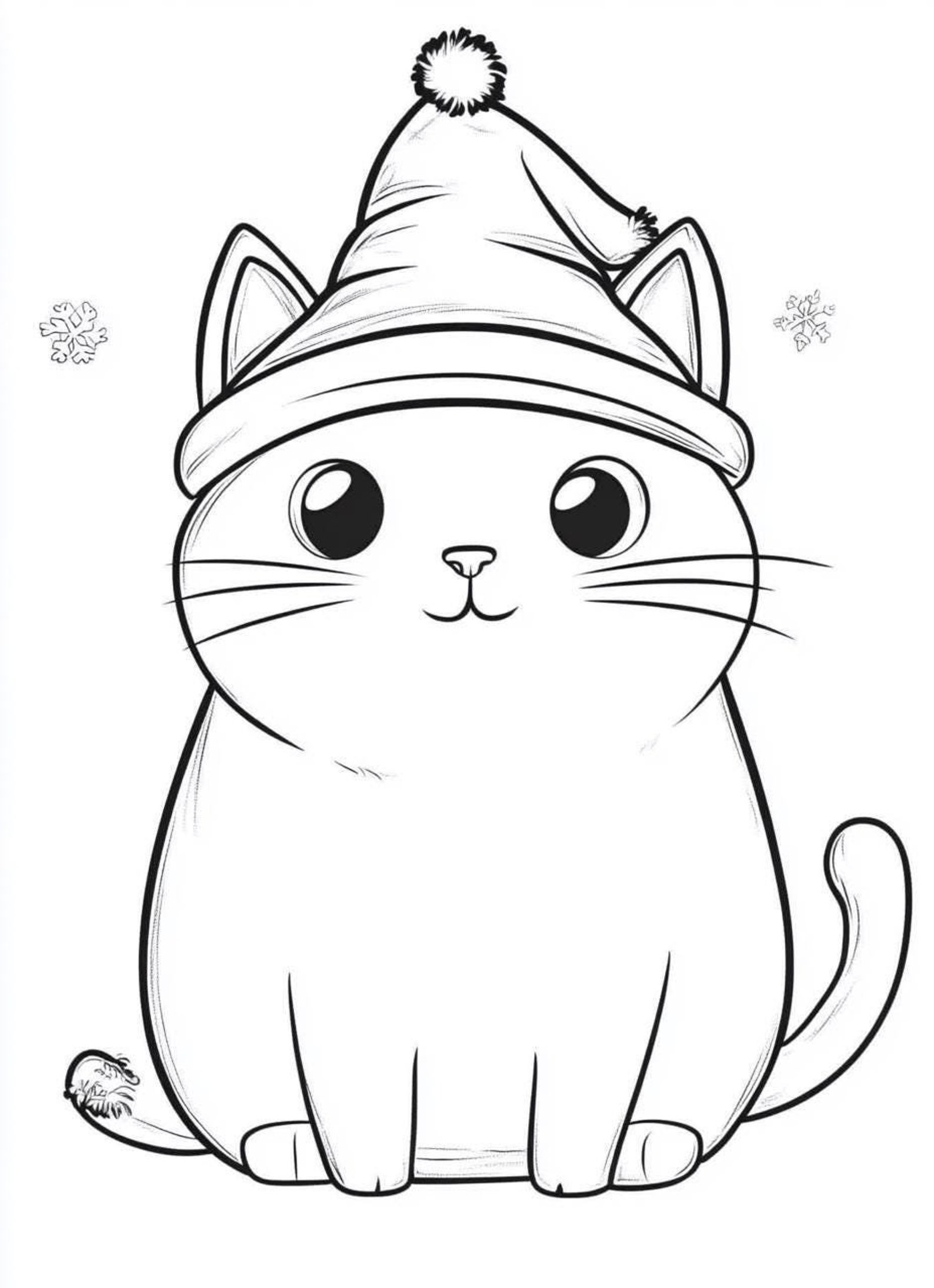 100 Kawaii Cute Cat Christmas Coloring Pages Adults and Kids Coloring ...