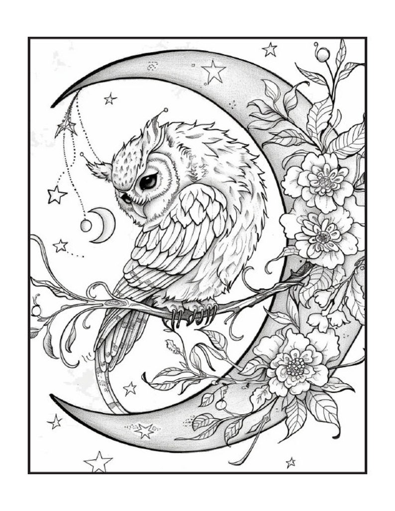 Best Selling Item 100 Boho Chic Moon Coloring Pages Kids and Adults ...