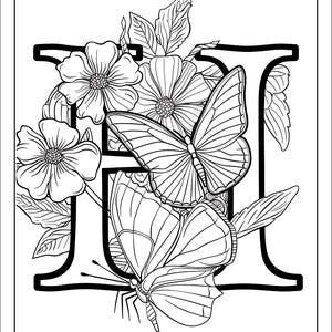 Best Selling Alphabet Flower Butterfly Coloring Pages 36 Pages Adult ...