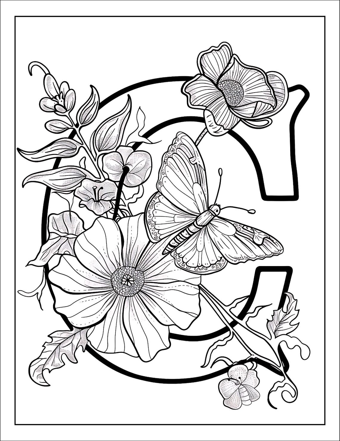 Best Selling Alphabet Flower Butterfly Coloring Pages 36 Pages Adult ...