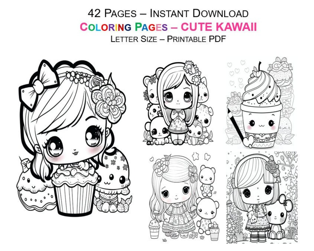 Best Seller Kawaii Coloring Pages - 42 Printable Pages | Instant ...