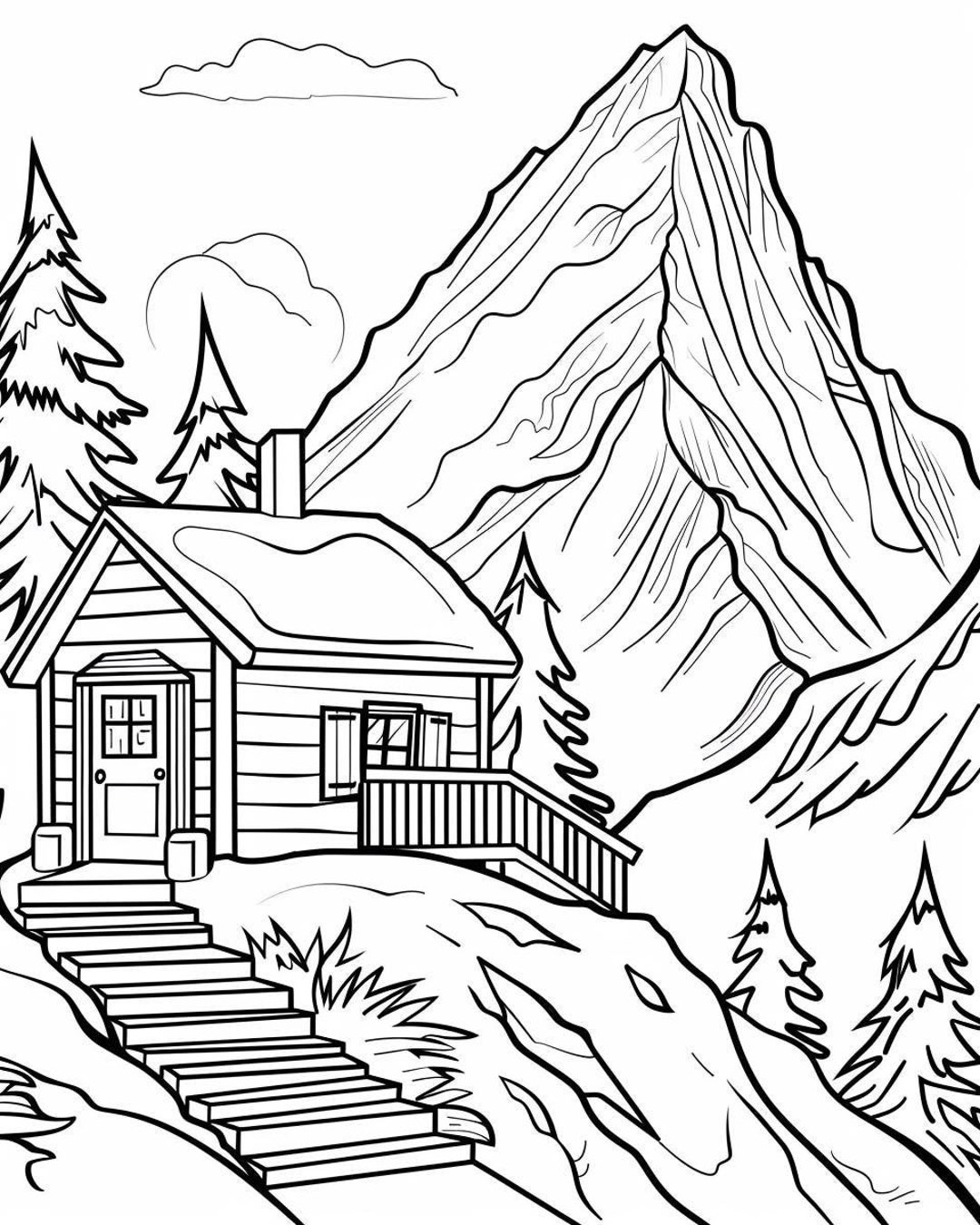 Best Seller 100 House on Mountain Coloring Pages Adult and Kid Coloring ...