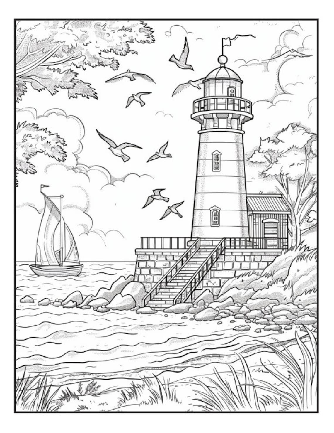 240 Lighthouse Coloring Pages - Adult and Kid Coloring Pages Printable ...