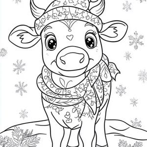 100 Cute Cow Christmas Coloring Pages Adults and Kids Coloring Pages ...