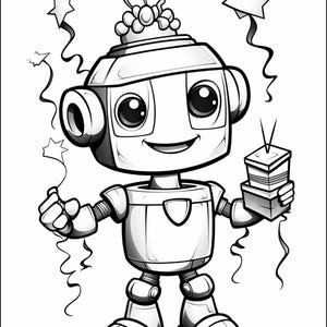 200 Cute Robot Birthday Coloring Pages for Kids and Adults Printable ...