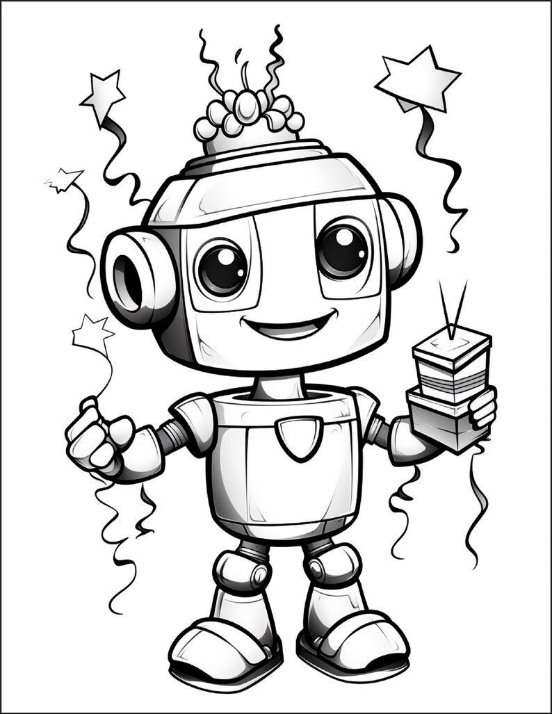 200 Cute Robot Birthday Coloring Pages for Kids and Adults Printable ...