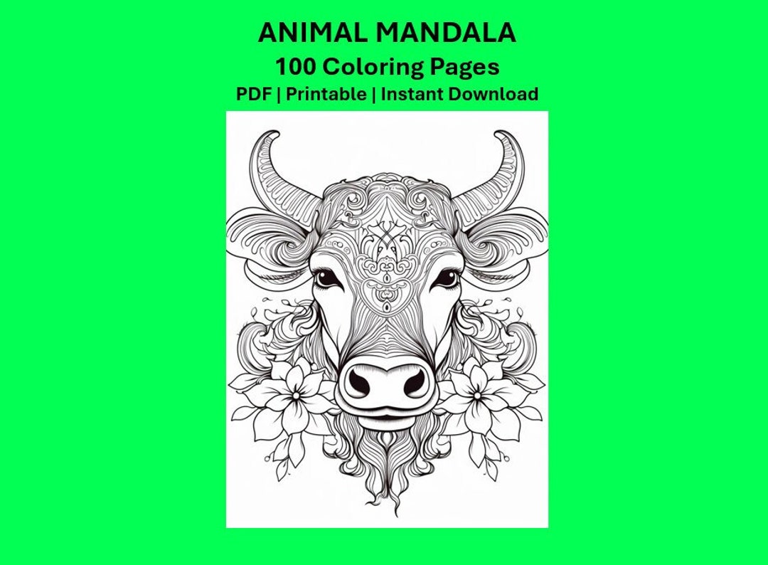 Best Seller 100 Animal Mandala Coloring Pages Adult and Kid Coloring ...