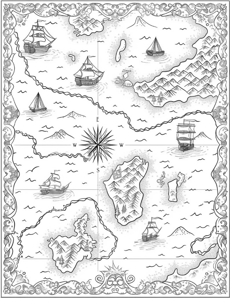 Best Seller 150 Fantasy Map Coloring Pages for Adults Printable Digital ...