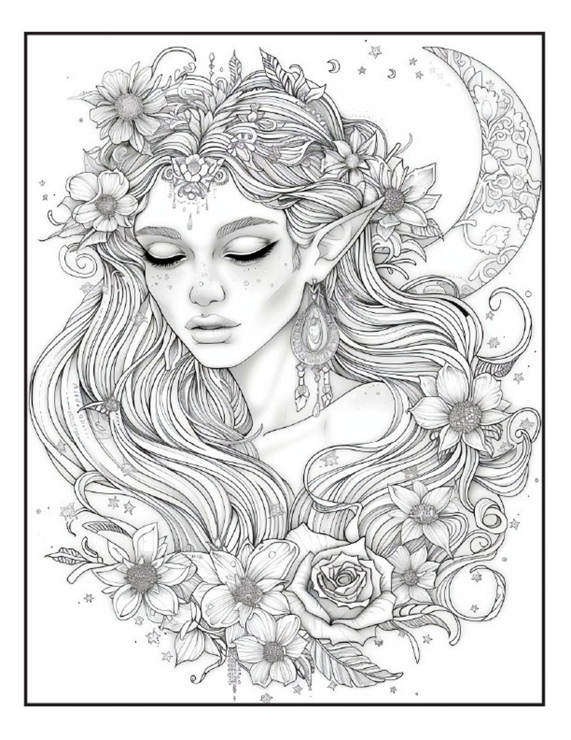 Best Seller 200 Moon Fairy Coloring Page for Kids and Adults Printable ...