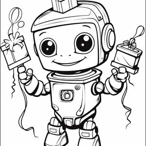 200 Cute Robot Birthday Coloring Pages for Kids and Adults Printable ...