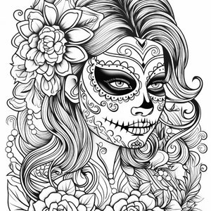 150 Girl Sugar Skull Coloring Pages - Adults and Kids Coloring Pages ...