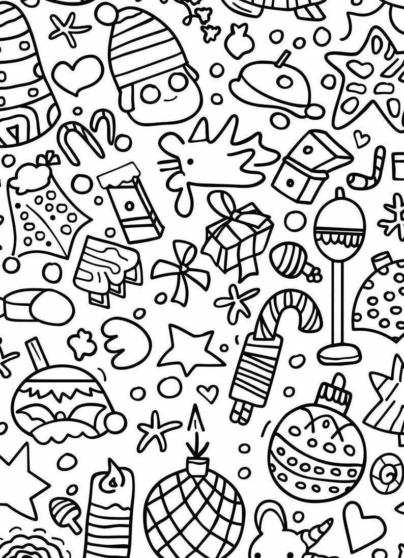 48 Christmas Doodles Coloring Pages - Adult and Kid Coloring Pages ...
