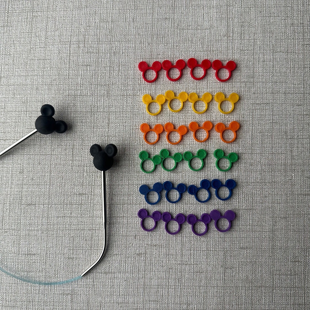Rainbow Mickey Mouse Stitch Markers 24pk and Mickey Needle Stoppers - Etsy