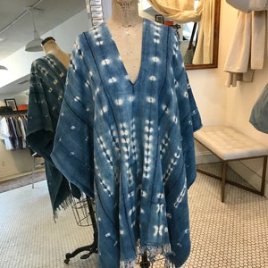 Indigo Cotton Poncho - Etsy