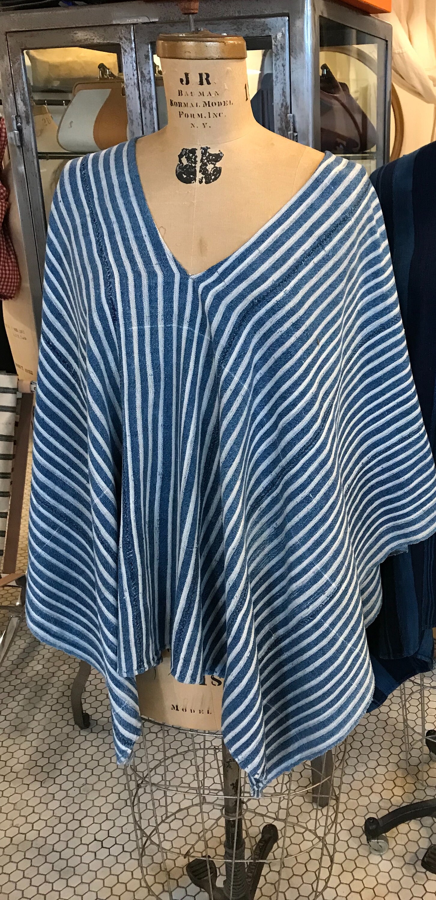 Indigo Cotton Poncho - Etsy