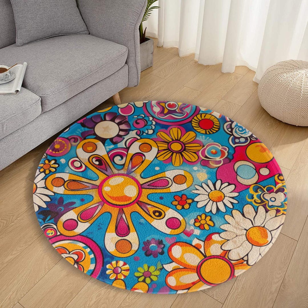 Round Floor Mats,hippie Designs,circular Floor Mats,floor Mats,entryway Mats,area Rugs,accent ...