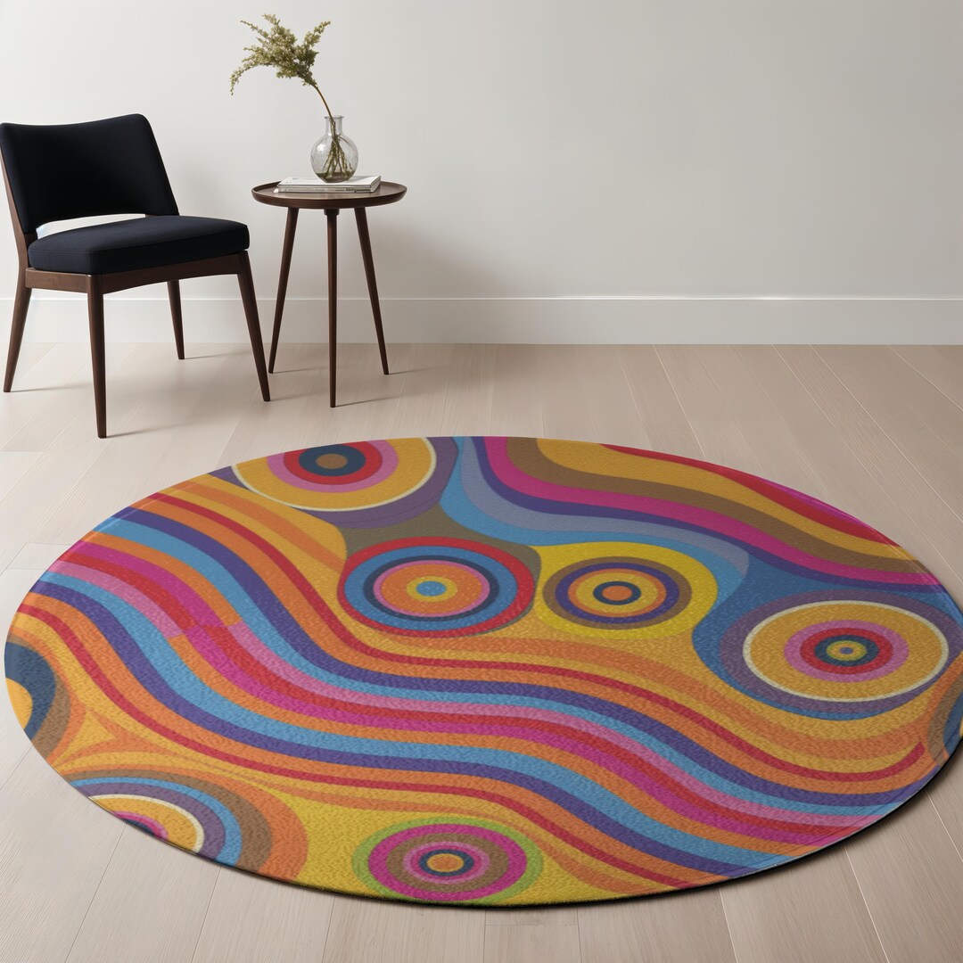 Hippie Waves Round Floor Mat - Etsy