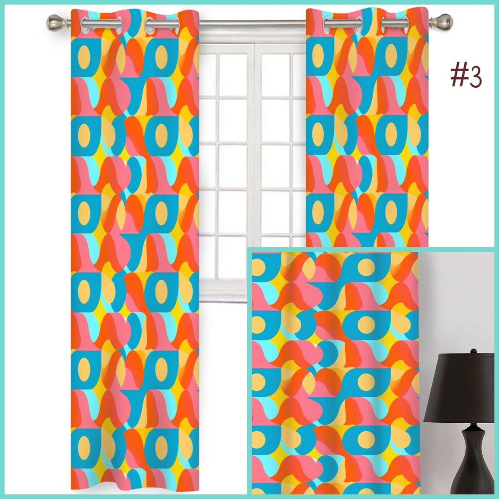 Retro 80's Abstract Curtain Designs,colourful Retro Designs,blockout ...