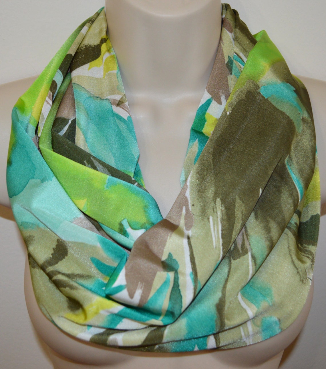 Geometric Print Infinity Satin Scarf Multicolor Infinity - Etsy