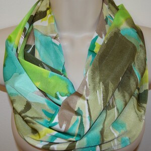 Geometric Print Infinity Satin Scarf Multicolor Infinity - Etsy