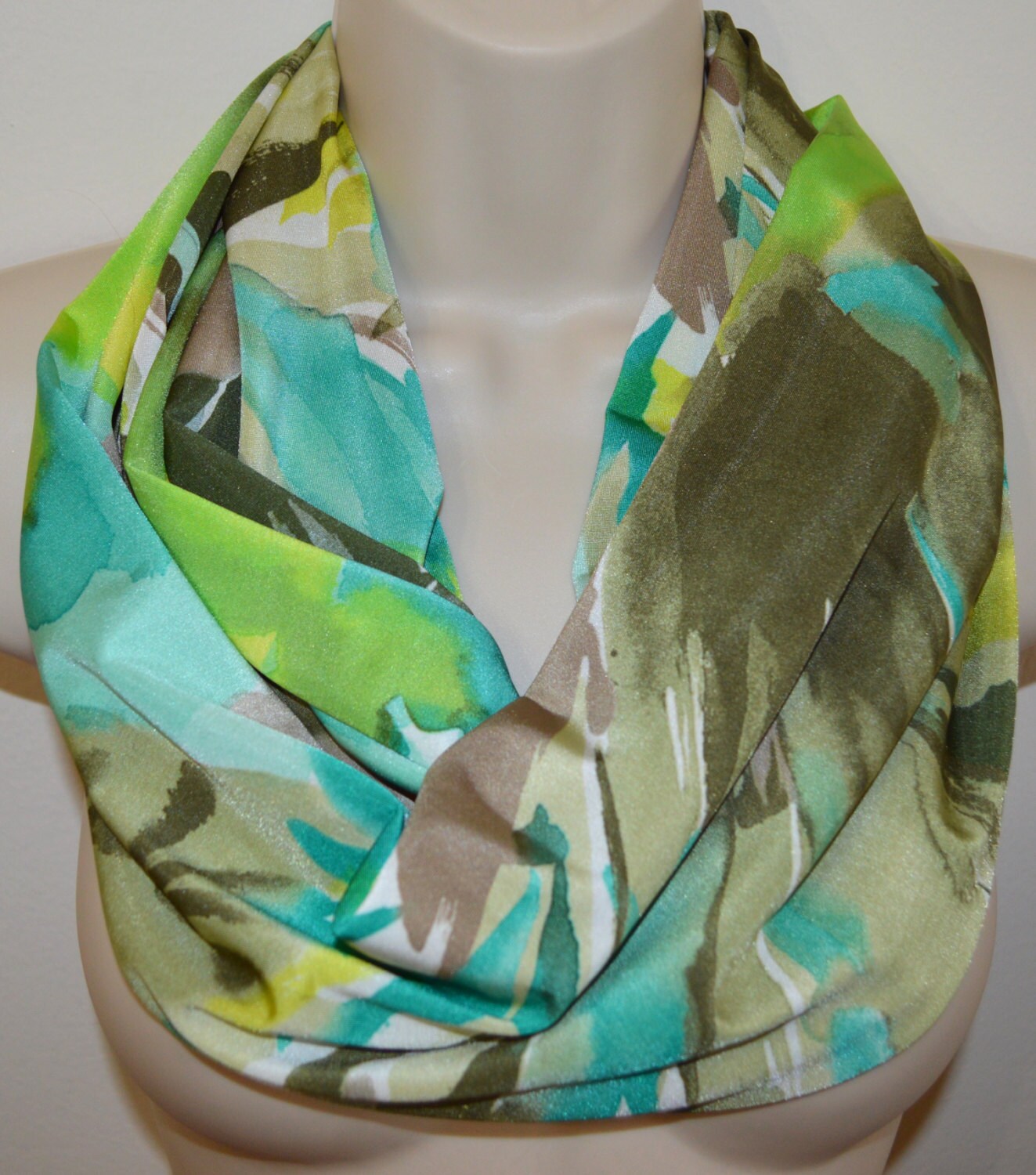 Geometric Print Infinity Satin Scarf Multicolor Infinity - Etsy