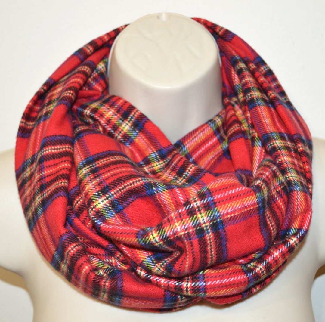 Red Plaid Infinity Scarf, Flannel Infinity Scarf, Christmas Gift, Cowl ...