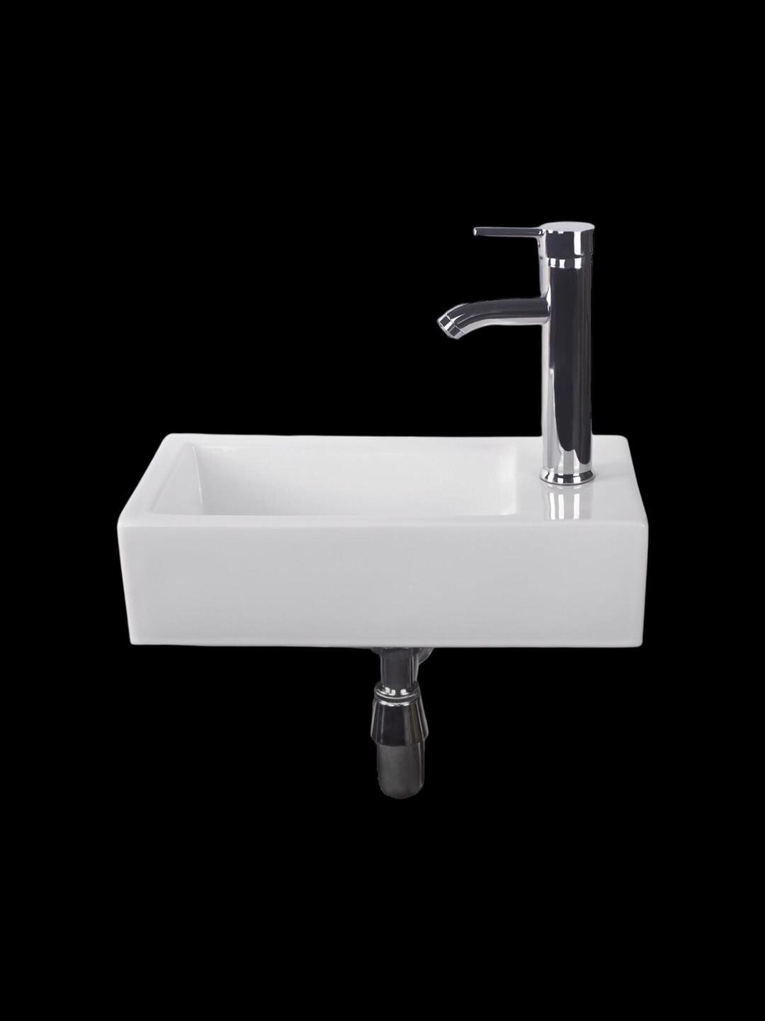 19 Small Bathroom White Ceramic Sink Set With Faucet, Pop Up, P-trap ...