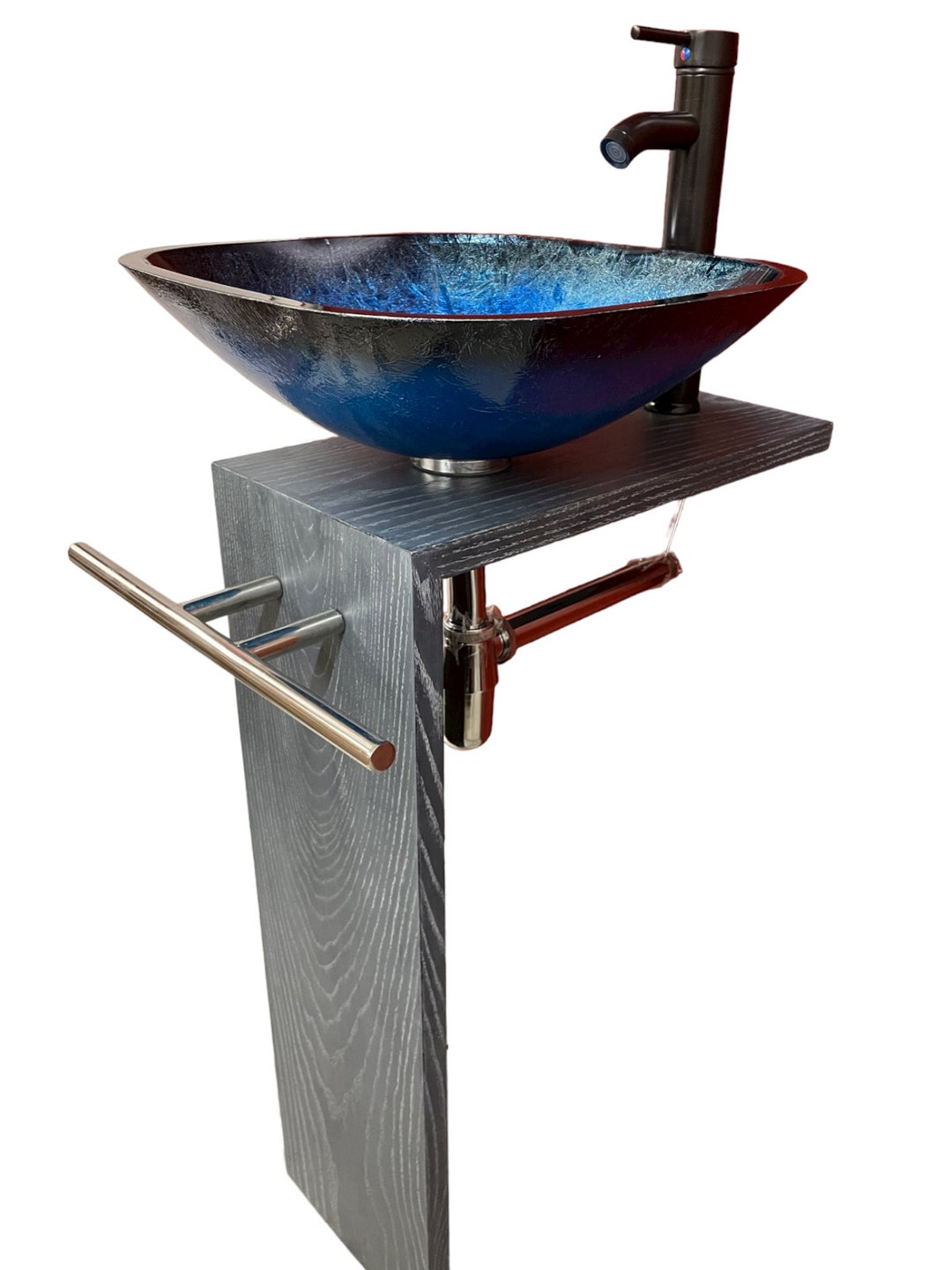 Gray Pedestal Bathroom Vanities Vessel Sink Combo Choose the Sink in ...