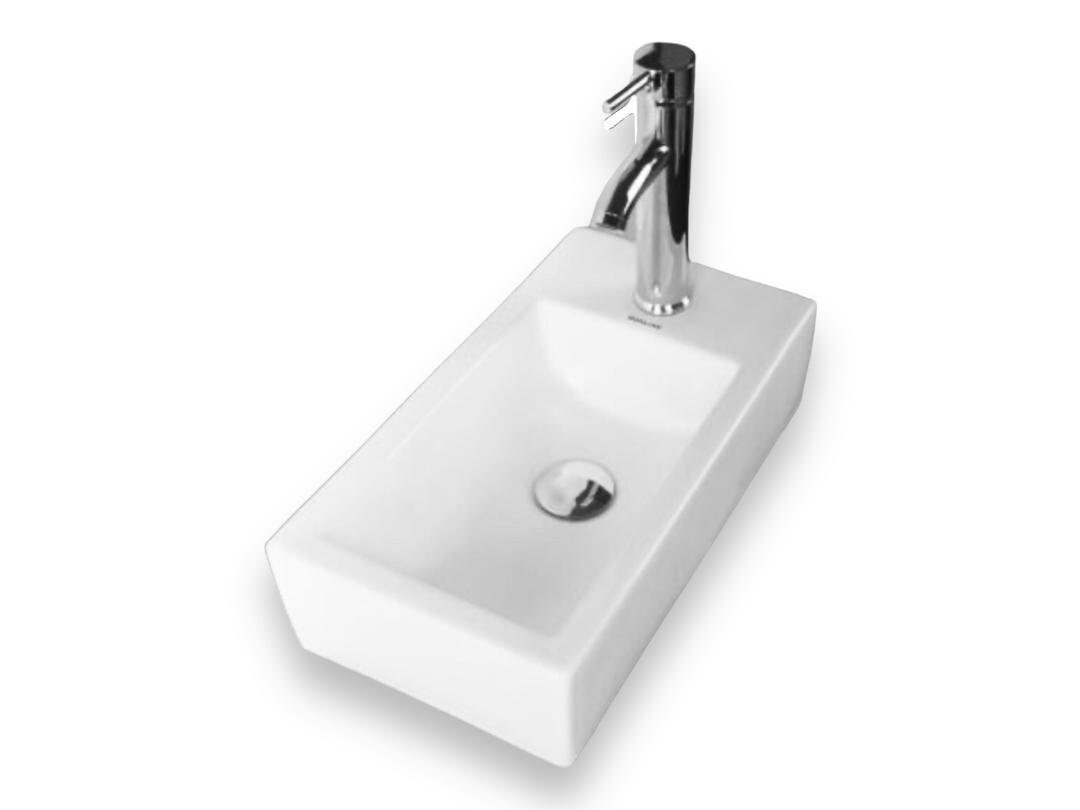 19 Small Bathroom White Ceramic Sink Set With Faucet, Pop Up, P-trap ...