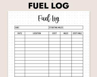 Fuel Cost Tracker Printable, Fuel Expense Tracker, Car Fuel Tracker ...