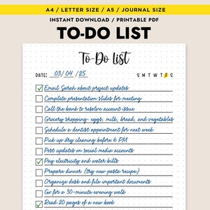 Minimal to Do List Printable Journal Simple Tasks List Task Organizer ...