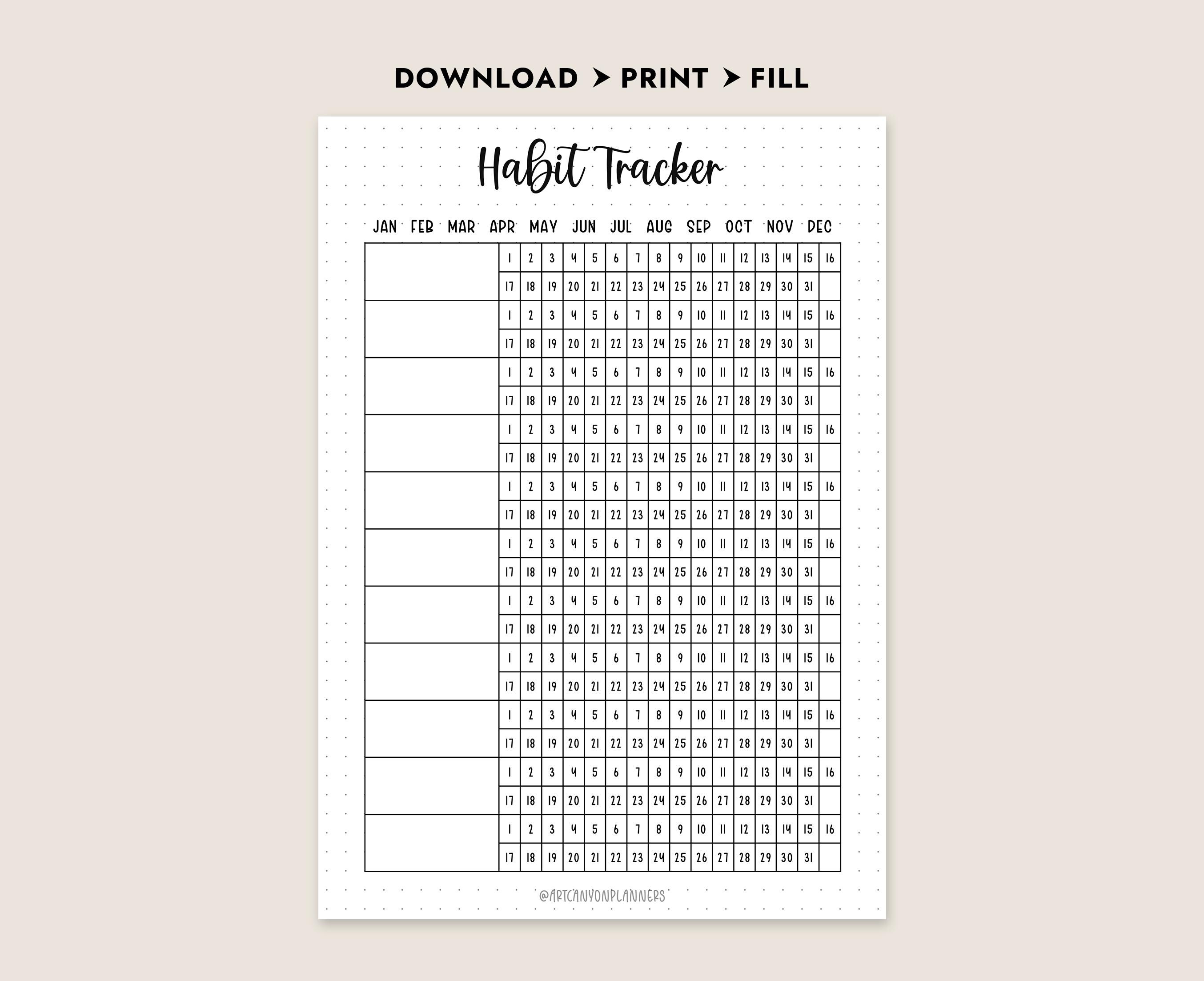 Habit Tracker Printable Instant Download A4 Letter A5 Journal PDF Goal ...