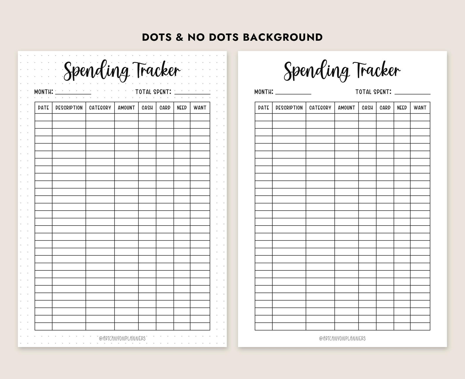 Printable Spending Tracker A4 Letter A5 Budget Planner Insert Monthly ...