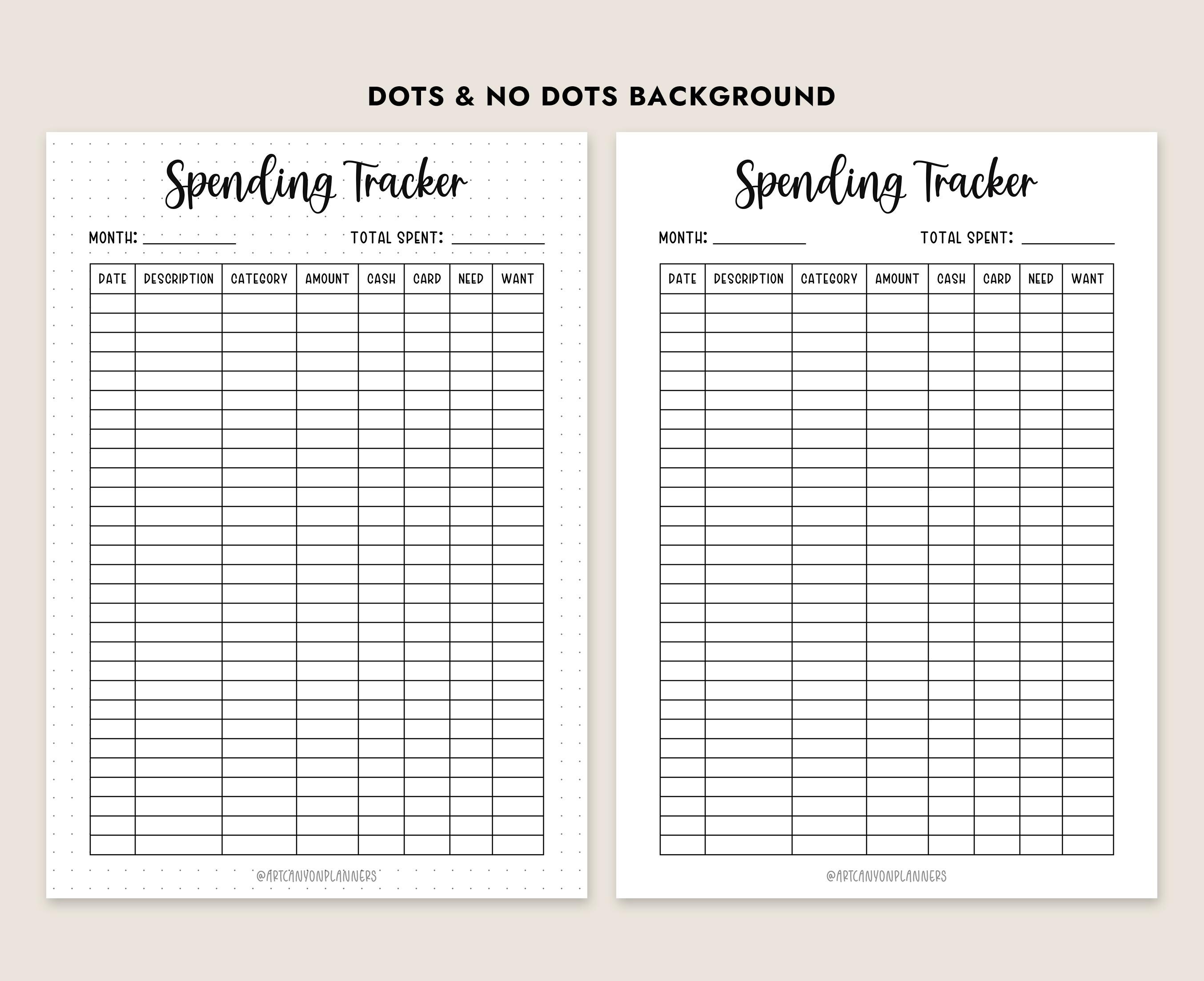 Printable Spending Tracker A4 Letter A5 Budget Planner Insert Monthly ...