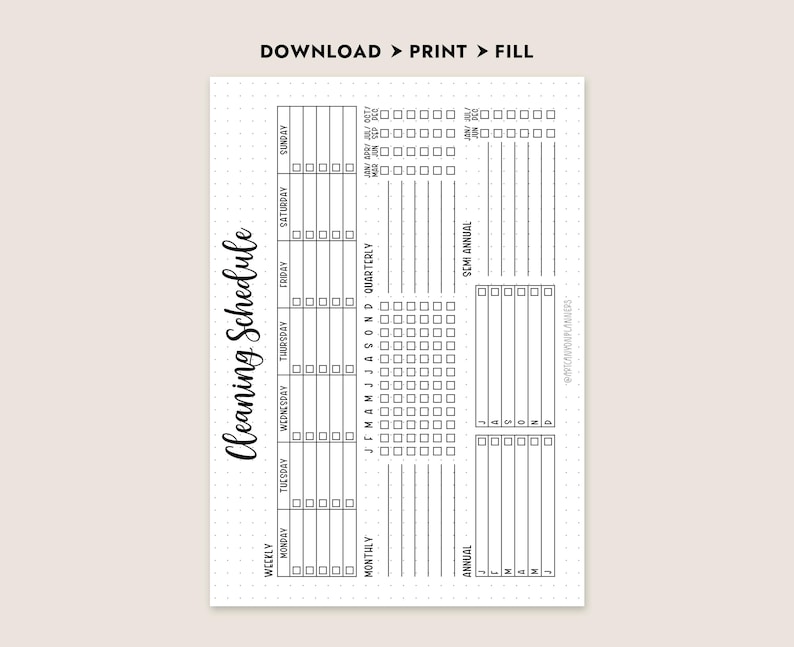 Cleaning Schedule Printable Planner Weekly Monthly Chore Chart A4 A5 ...
