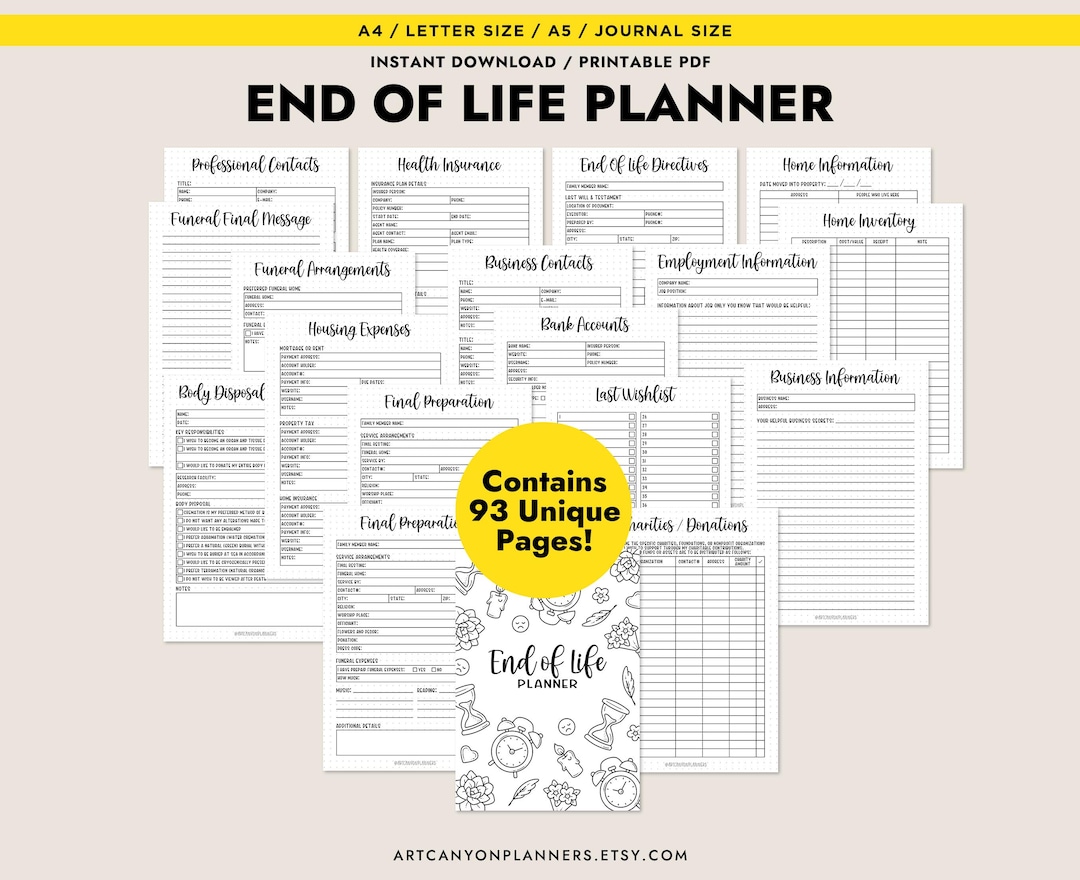 Ultimate End-of-life Planner Legacy Bullet Journal, Organize Finances ...