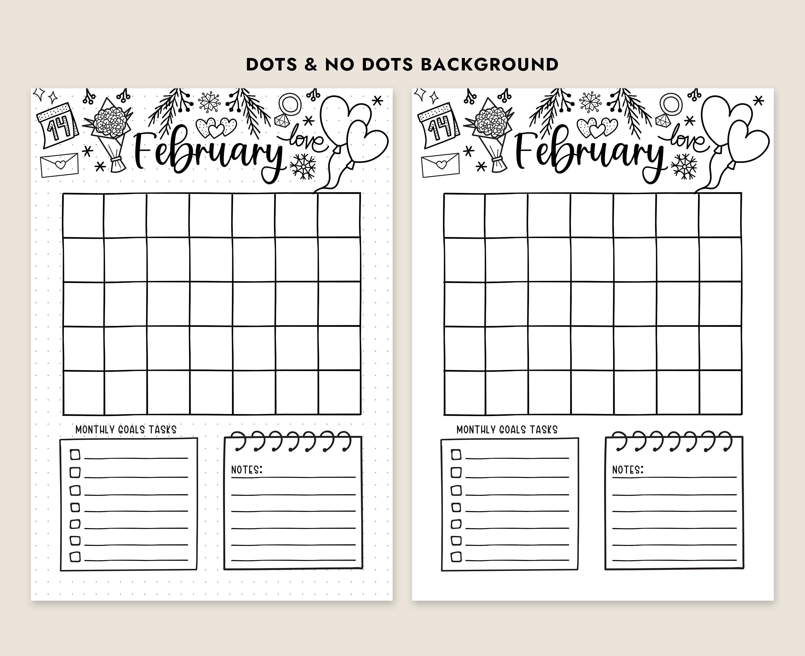February Title Page Printable February Calendar Planner Coloring Cover ...