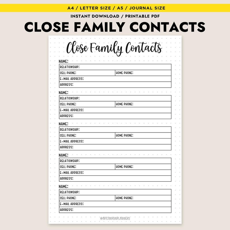 Family Address List - Etsy